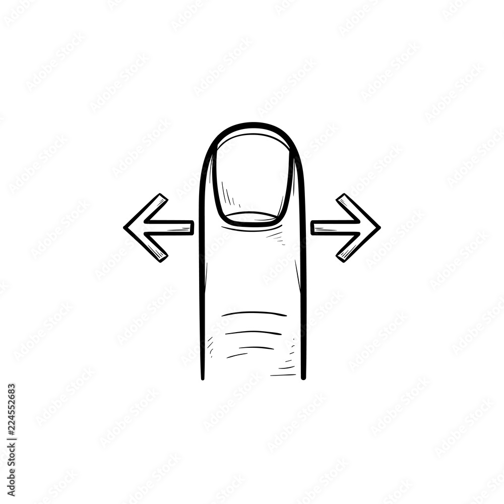 Finger swipe gestures hand drawn outline doodle icon. Touch screen ...