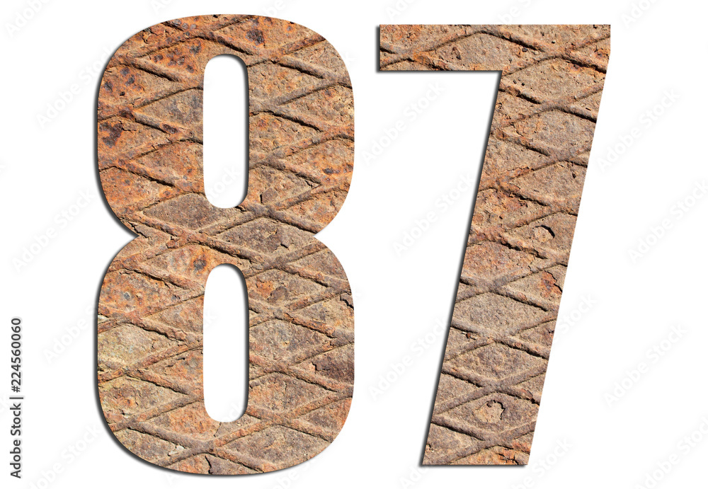 87 – with metal texture on white background Stock Photo | Adobe Stock