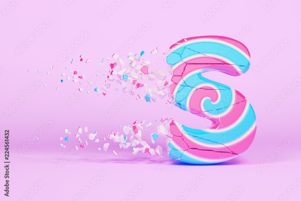Broken shattered alphabet letter S uppercase. Crushed christmas font ...