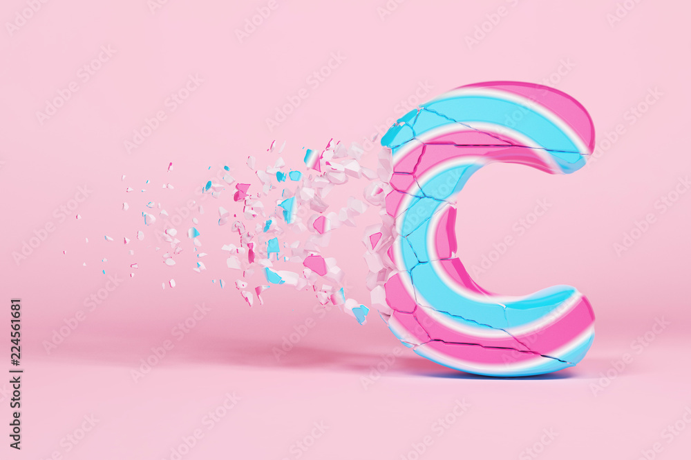 Broken shattered alphabet letter C uppercase. Crushed christmas font ...
