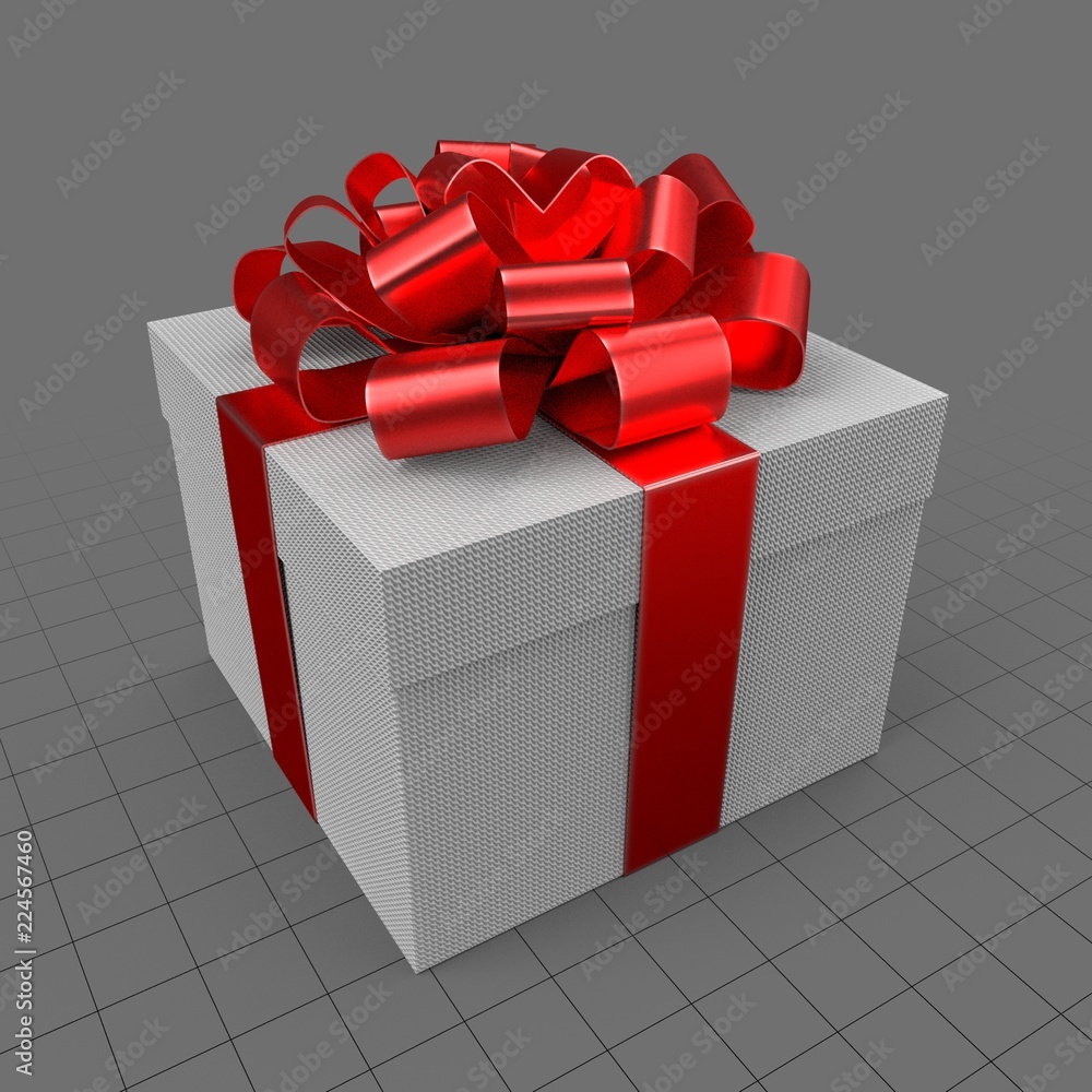 Gift with red ribbon 2 Stock 3D asset | Adobe Stock