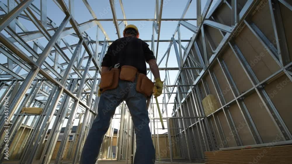 Job Well Done. Caucasian Construction Worker and the Newly Finished ...