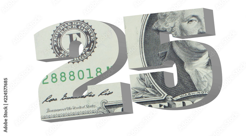 25 3D render illustration American dollar banknotes Stock Illustration ...
