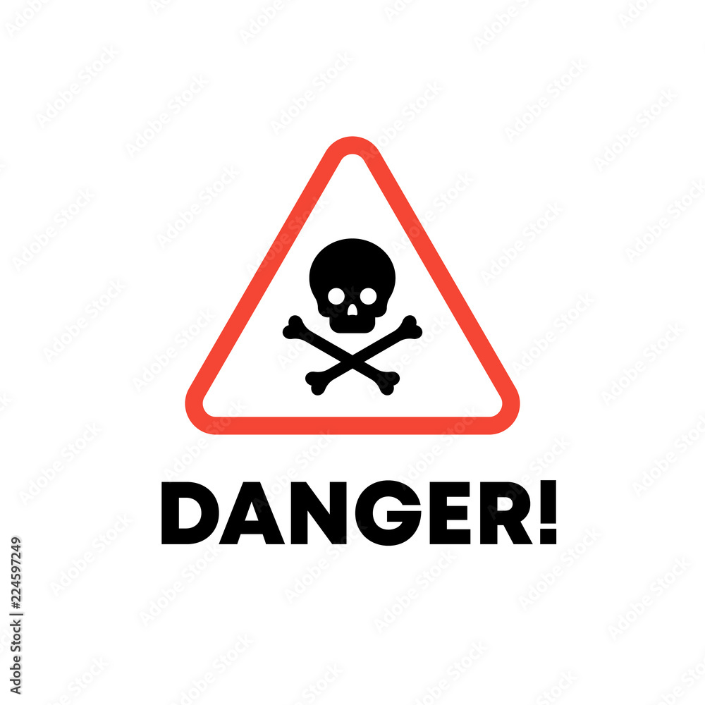 Danger Sign Skull Red