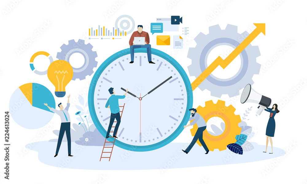 Vector illustration concept of time management. Creative flat design ...