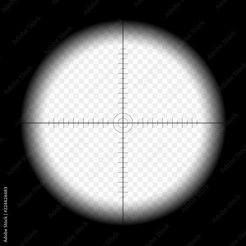 Sniper scope template, with measurement marks on isolated background ...