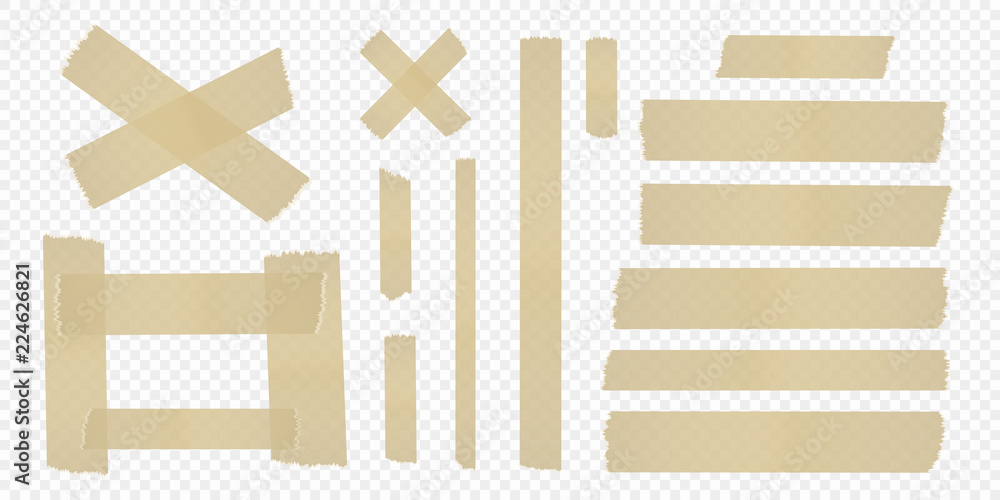 Set of adhesive tape on a separate transparent background. Vector ...