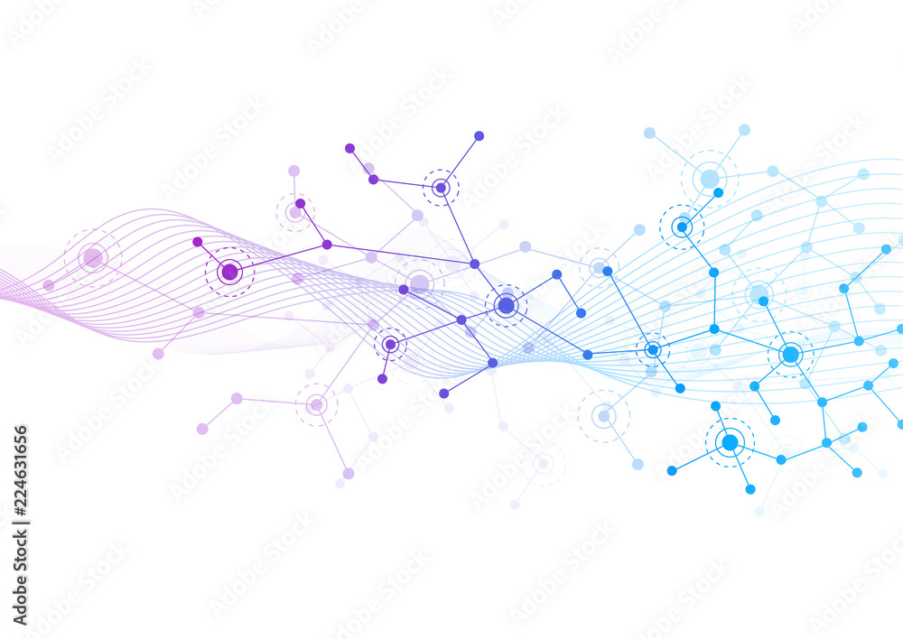 Abstract connecting dots and lines molecule background. Connection ...