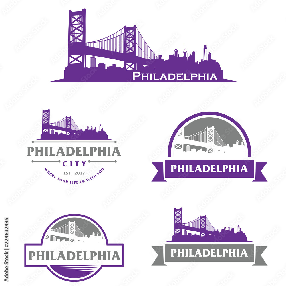Philadelphia Logo, Skyline, City, Cityscape Logo Vector Stock Vector ...
