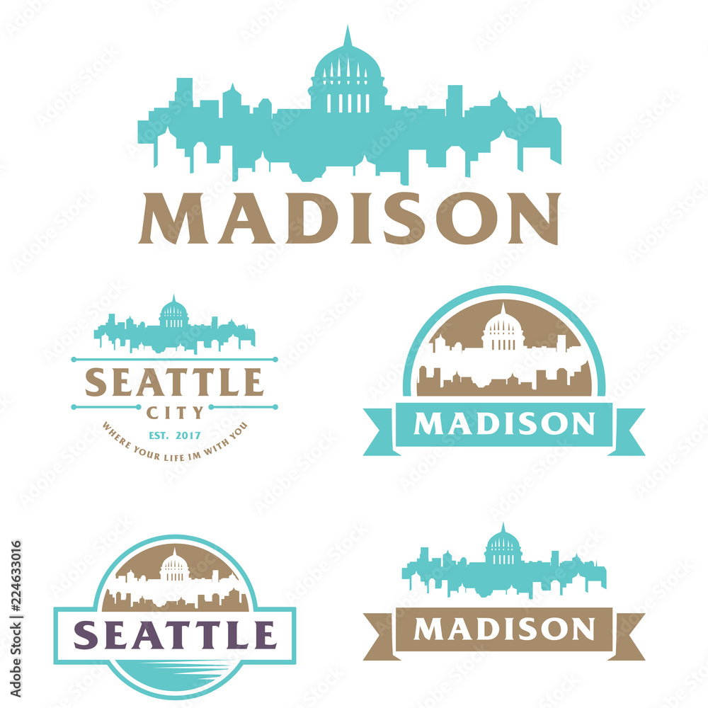 Madison Logo, Skyline, City Cityscape Logo Vector Stock Vector | Adobe ...
