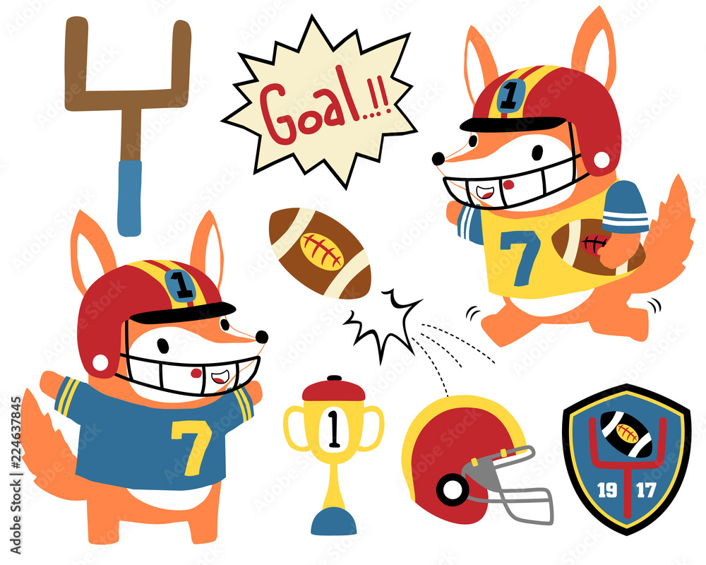 Vector set of animals rugby player cartoon Stock Vector | Adobe Stock