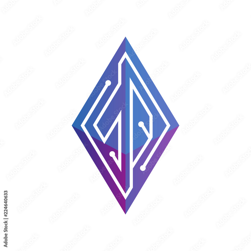 SQ Initial letter block chain logo icon vector template. Looping mono ...