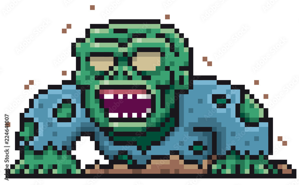 Vector illustration of Cartoon Zombie - Pixel design Stock Vector ...