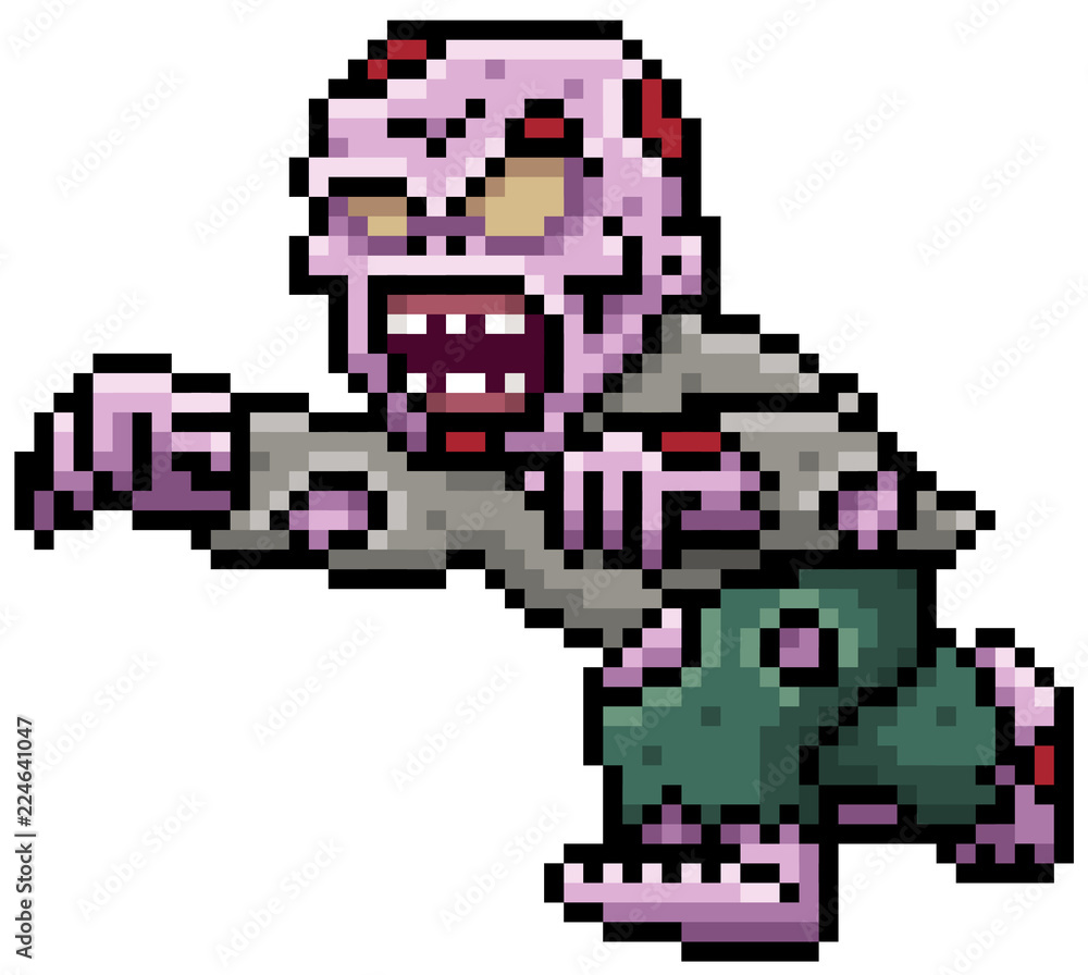 Vector illustration of Cartoon Zombie - Pixel design Stock Vector ...
