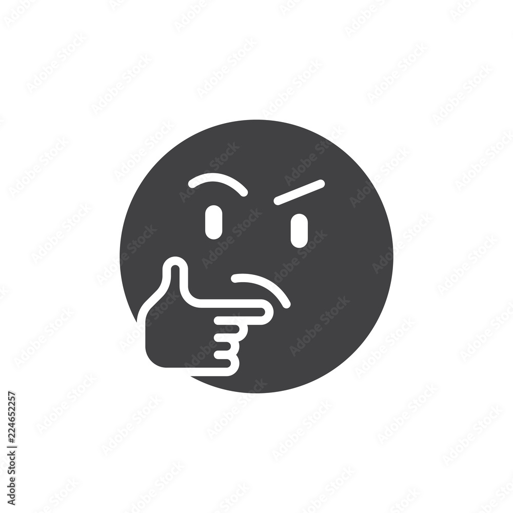 Thinking face emoji vector icon. filled flat sign for mobile concept ...