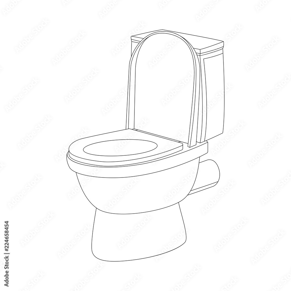 lavatory pan vector illustration lining draw profile side Stock Vector ...