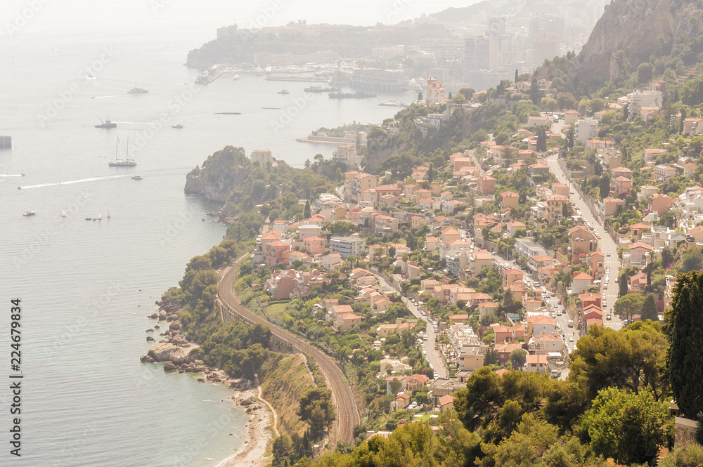 Panoramic view of the gulf of Cabbé Cap Martin and Montecarlo ...