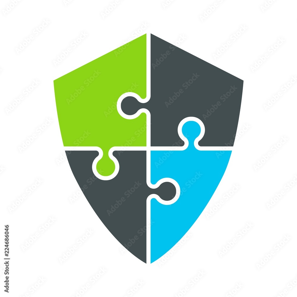 Vector shield. Puzzle protection shield icon, logo. Stock Vector ...