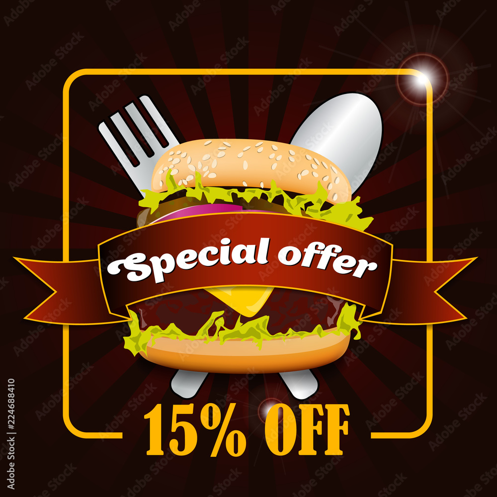 Burger Discount Fast food sale flyer design vector template in A4 size ...