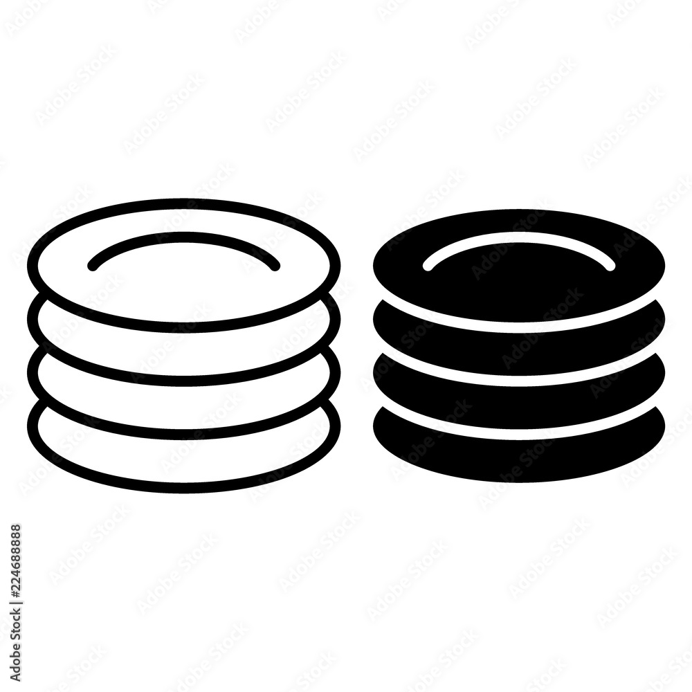 Plates line and glyph icon. Dishes vector illustration isolated on ...