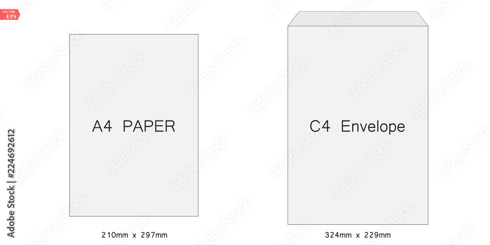 C4 Blank Mockup White Letter Paper Envelope Vector Template Of A4 C4 C4 Blank Mockup White Letter Paper Envelope Vector Template Of A4 C4