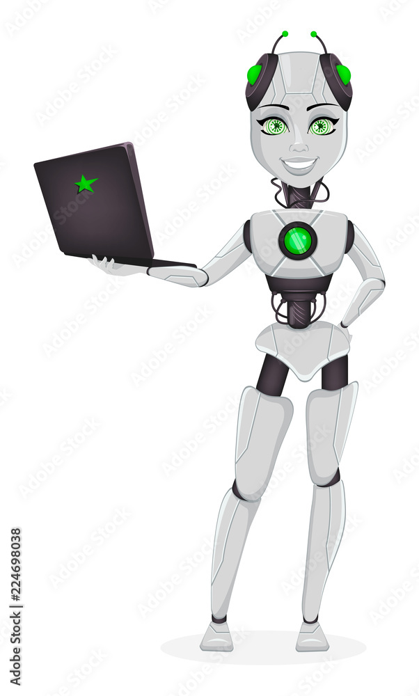 Robot with artificial intelligence, female bot Stock Vector | Adobe Stock