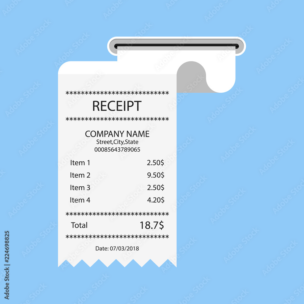 Paper check and financial check isolated. Receipt paper, bill, invoice ...