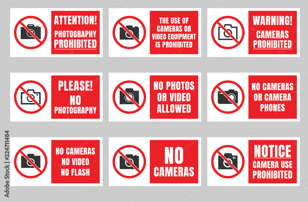 no camera use sign, photo prohibited signboard, no photography Stock ...
