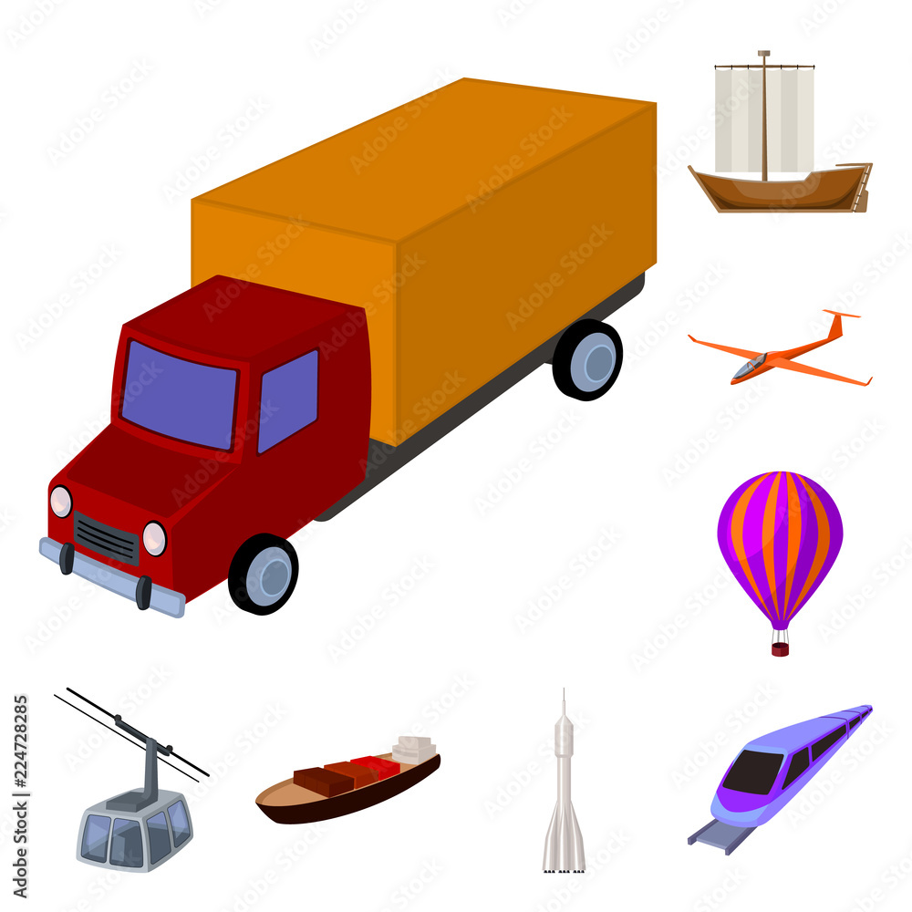 Different types of transport cartoon icons in set collection for design ...