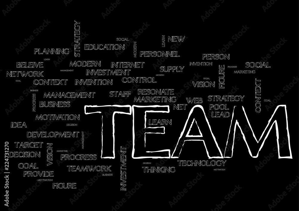 Team topic Collage of words on black background Vector illustration ...