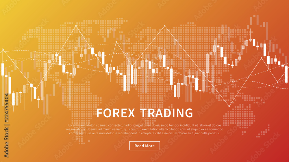 Candle stick chart of financial market trade vector banner. Forex ...