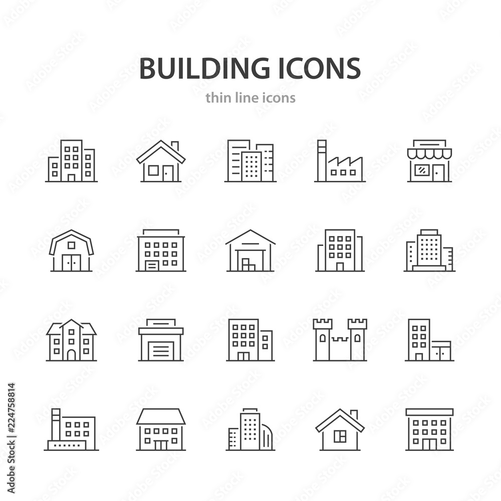 Building line icons. Stock Vector | Adobe Stock