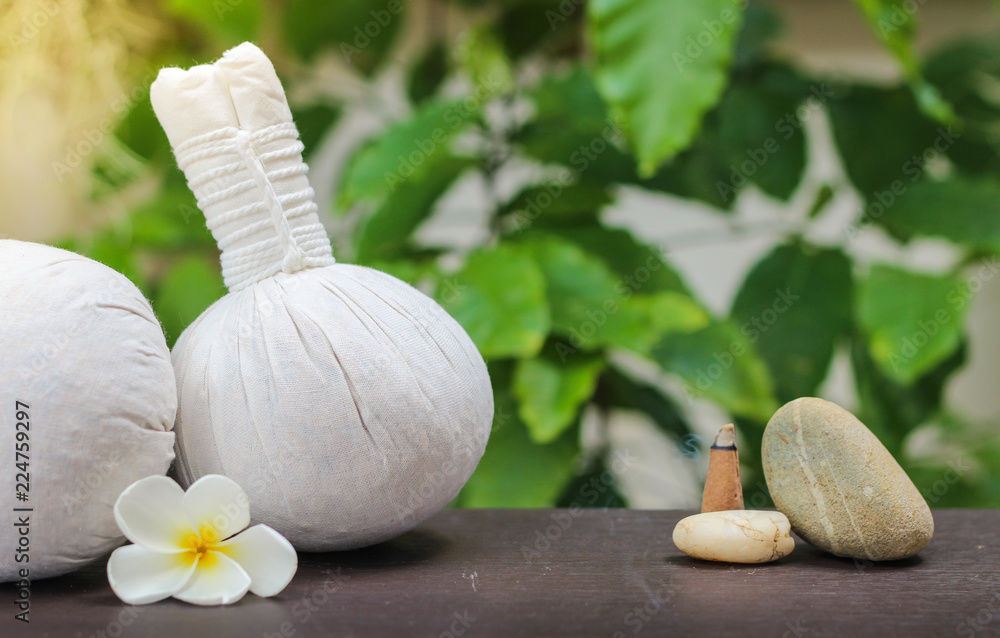 Thai Herbal Compress . Thai Spa massage. Healthy Concept. Stock Photo ...