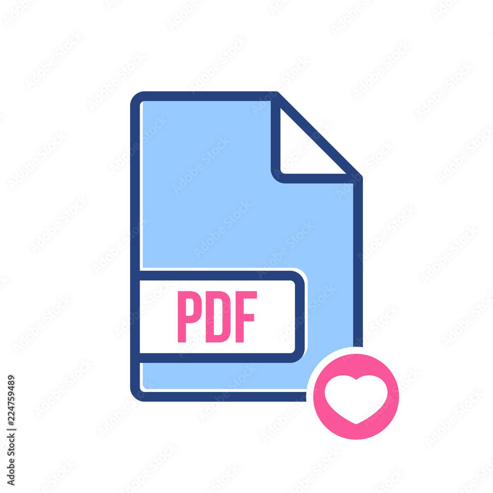 PDF document icon, pdf extension, file format icon with heart sign. PDF ...