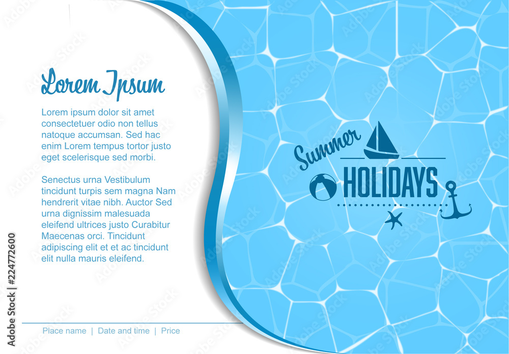 Flyer Layout with a Pool Image Stock Template | Adobe Stock