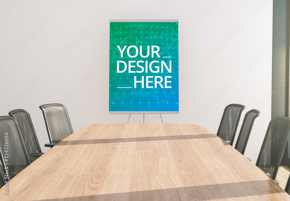 Presentation Board in Conference Room Mockup Stock Template | Adobe Stock