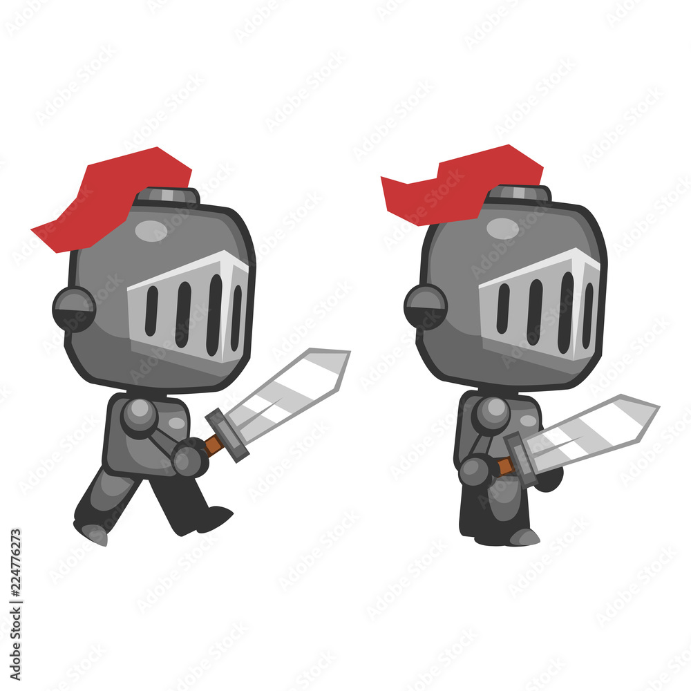Cartoon vector knight in armor walking animation frames Stock Vector ...