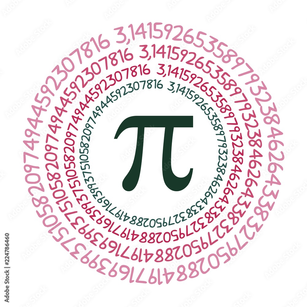 The Pi symbol mathematical constant irrational number on circle, greek ...
