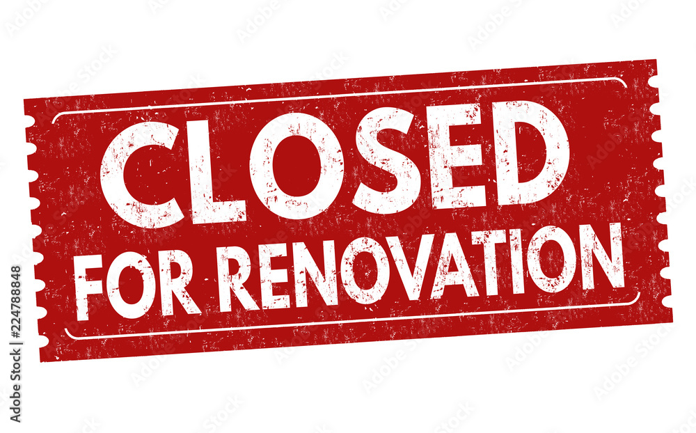 Closed for renovation sign or stamp Stock Vector | Adobe Stock