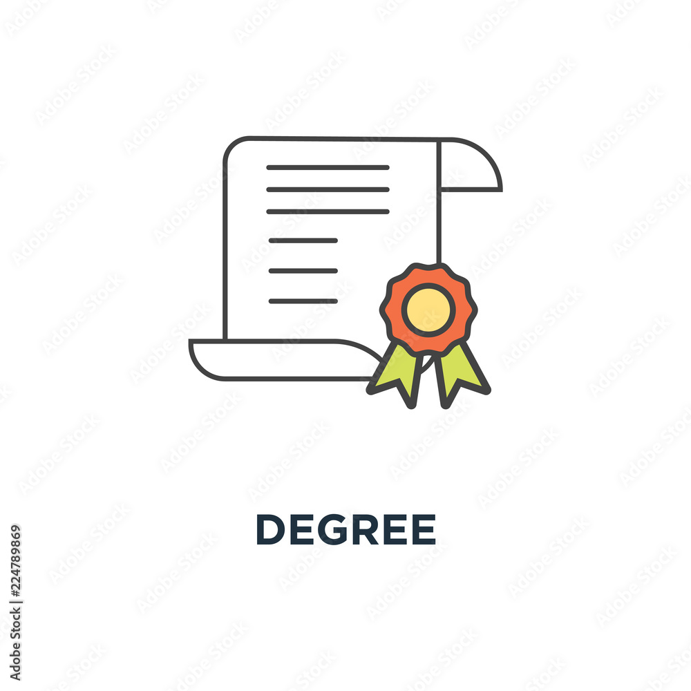 degree icon. certificate, quality, diploma, award or achievement with ...