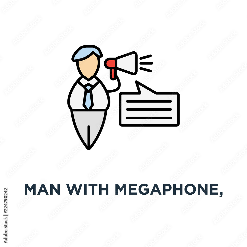 man with megaphone, businessman speaking with megaphone icon ...