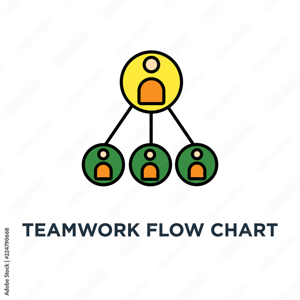 Vetor de teamwork flow chart icon. business hierarchy or business team ...