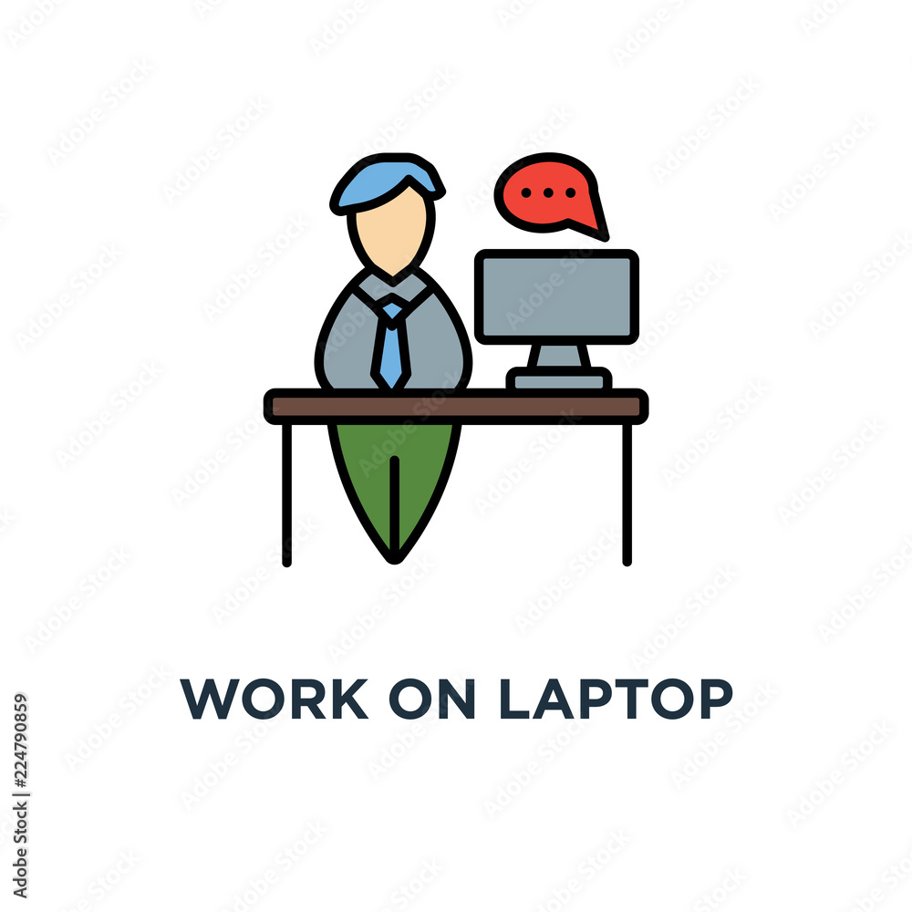 Cartoon Employees Working Icons
