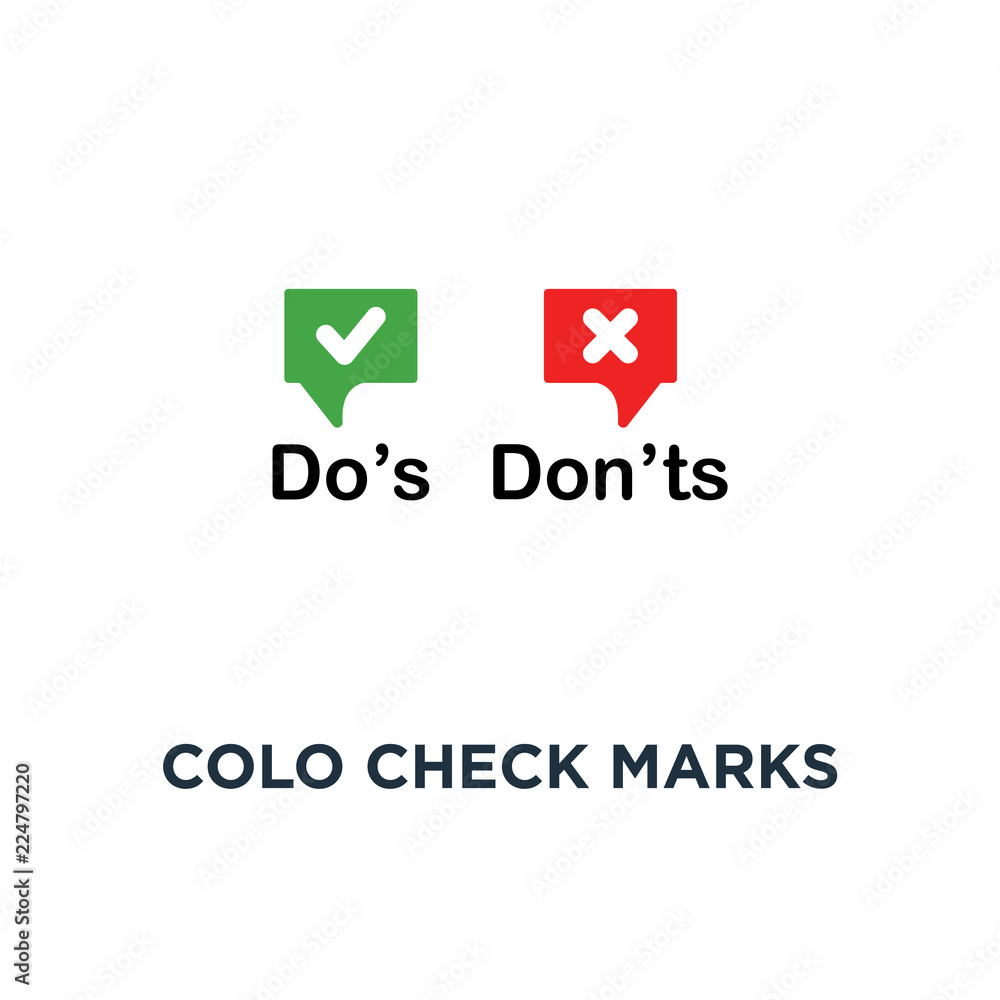 colored check marks like dos and donts icon, symbol simple round trend ...