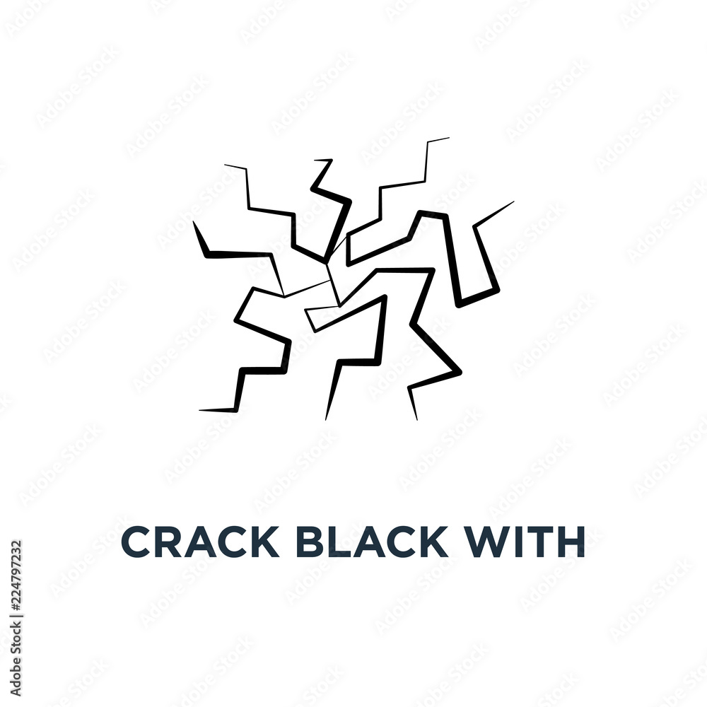 crack black with shadow, of broken surface of laptop icon, symbol pc ...