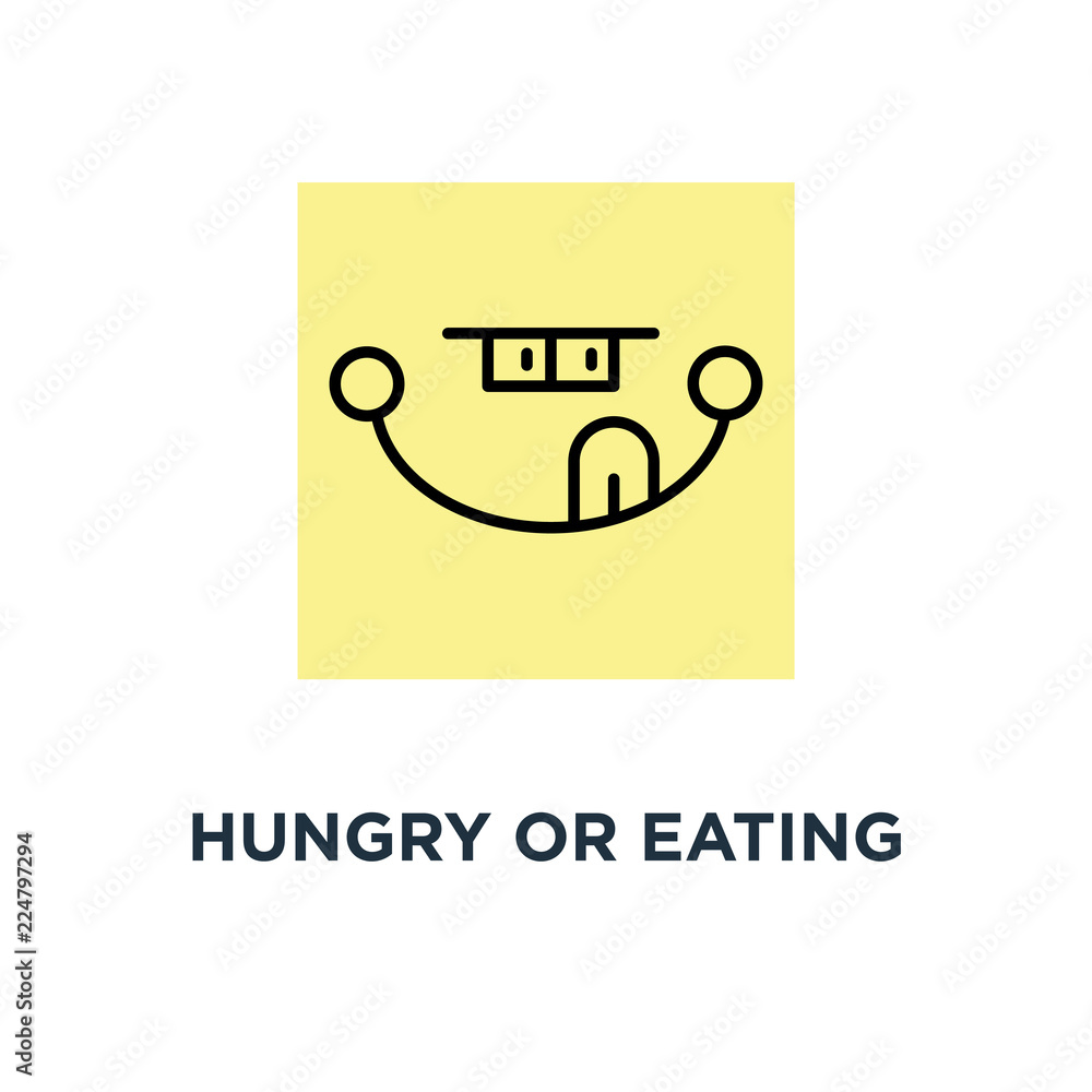hungry or eating emoji face, cartoon simple style minimal graphic ...