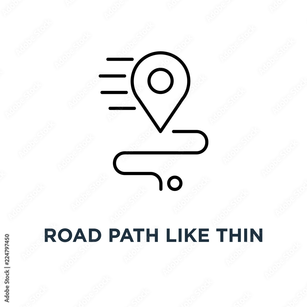road path like thin map geolocation icon, symbol of show or check ...