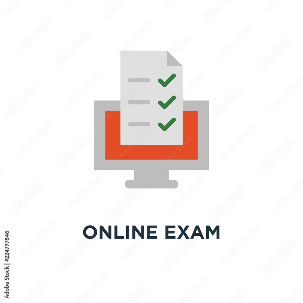 online exam icon. checklist and pencil concept symbol design, taking ...
