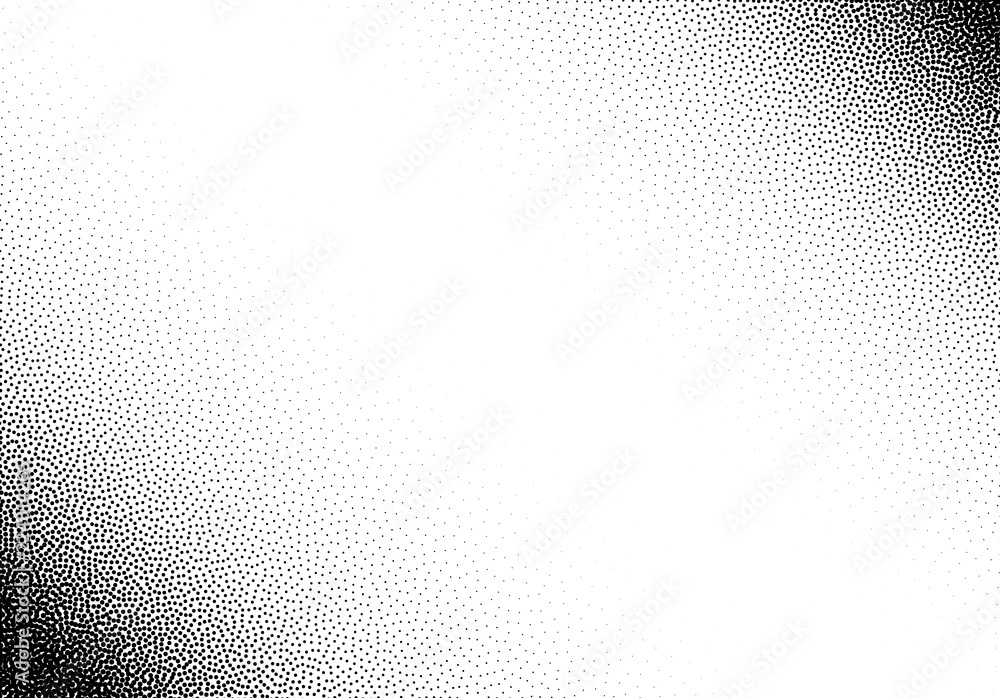 Dotwork gradient background, black and white scattered stipple dots ...