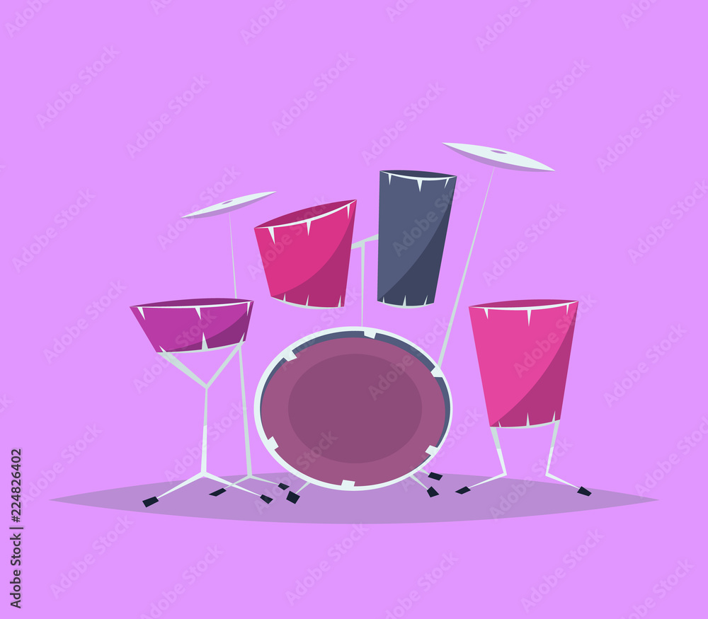 Cartoon drum set. Stock Vector | Adobe Stock
